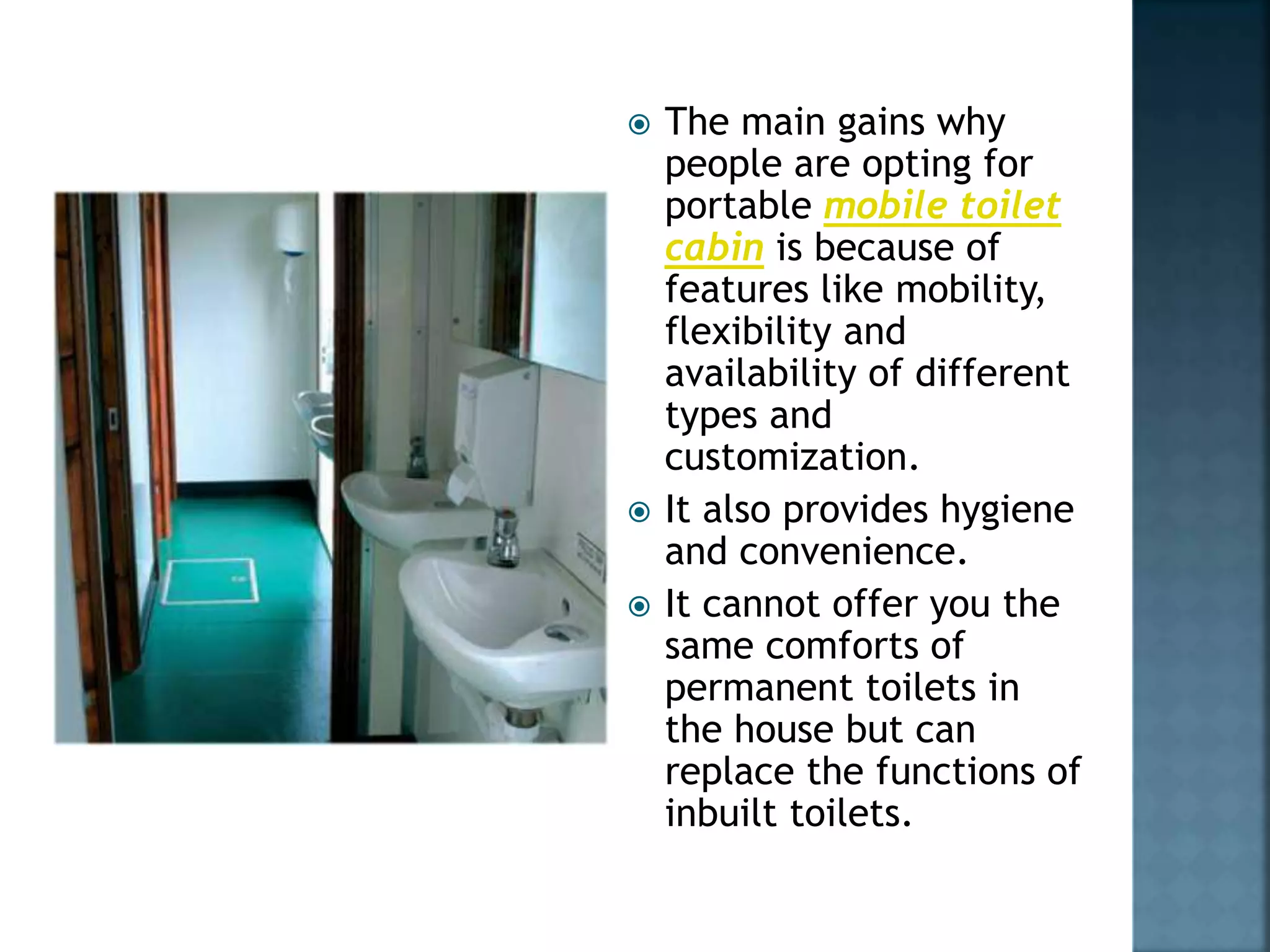 What are the benefits of mobile toilets | PPTX