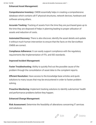 what are the benefits of servicenow cmdb.pdf | Databases | Computer ...