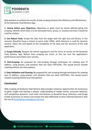 Benefits of Web Scraping for Starbucks Food Delivery Data | PDF