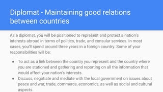 What are the career benefits of studying international relations | PPTX