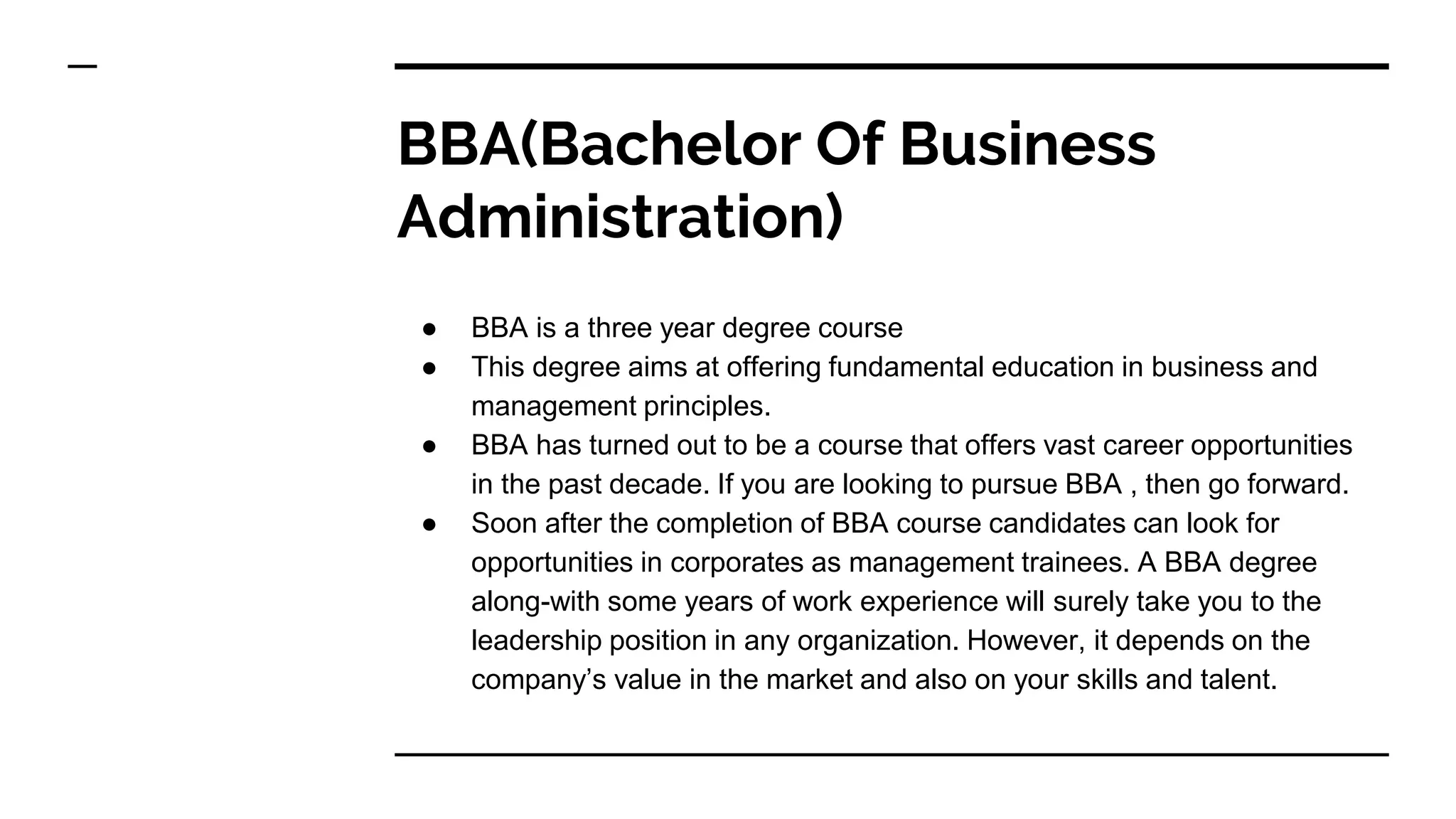 What are the career prospects after bba | PPTX