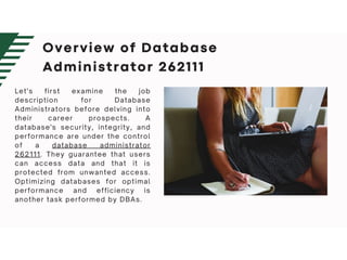 What are the career prospects for Database Administrators 262111 | PPT