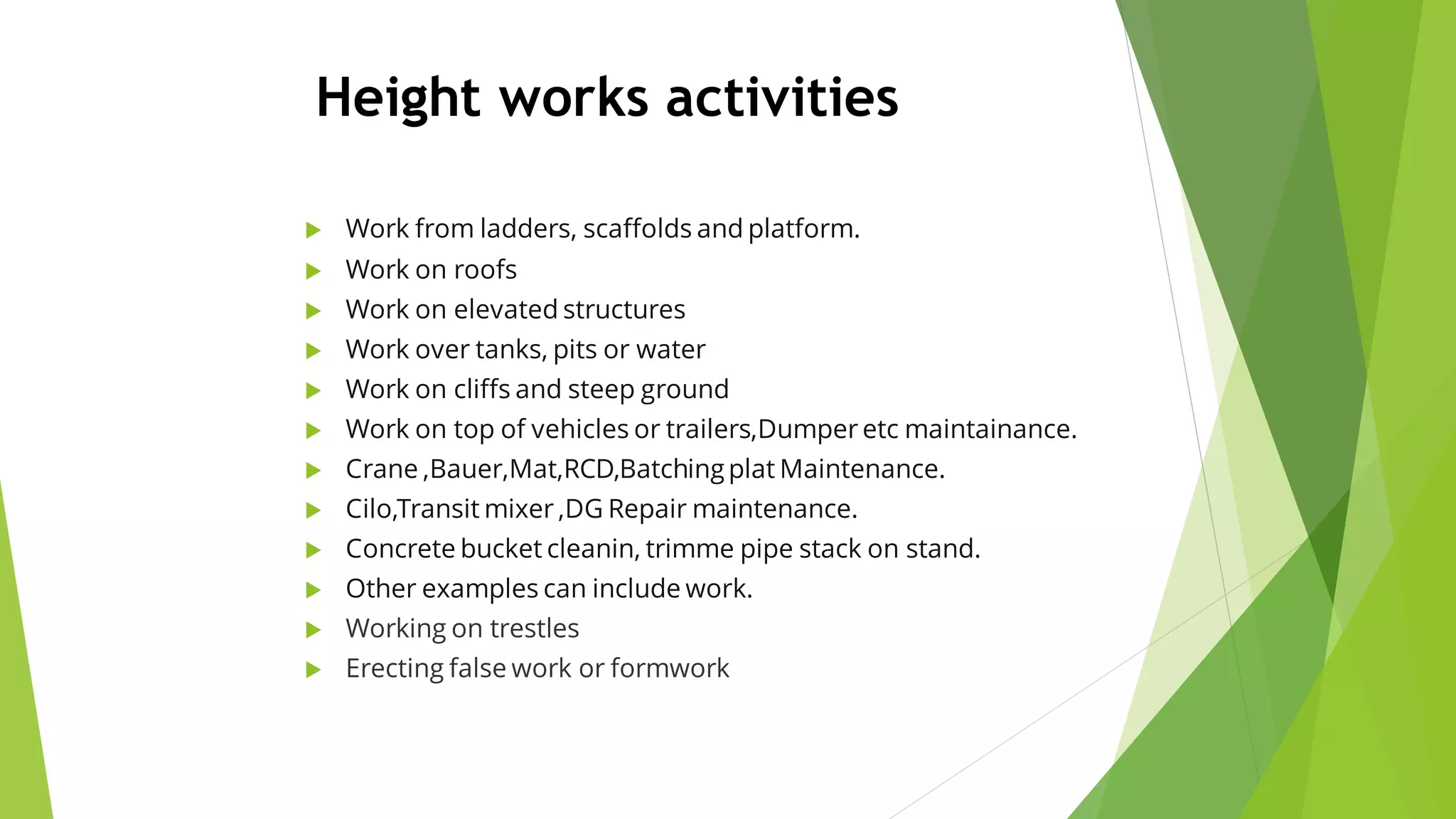 What are the causes falling from heights. | PDF