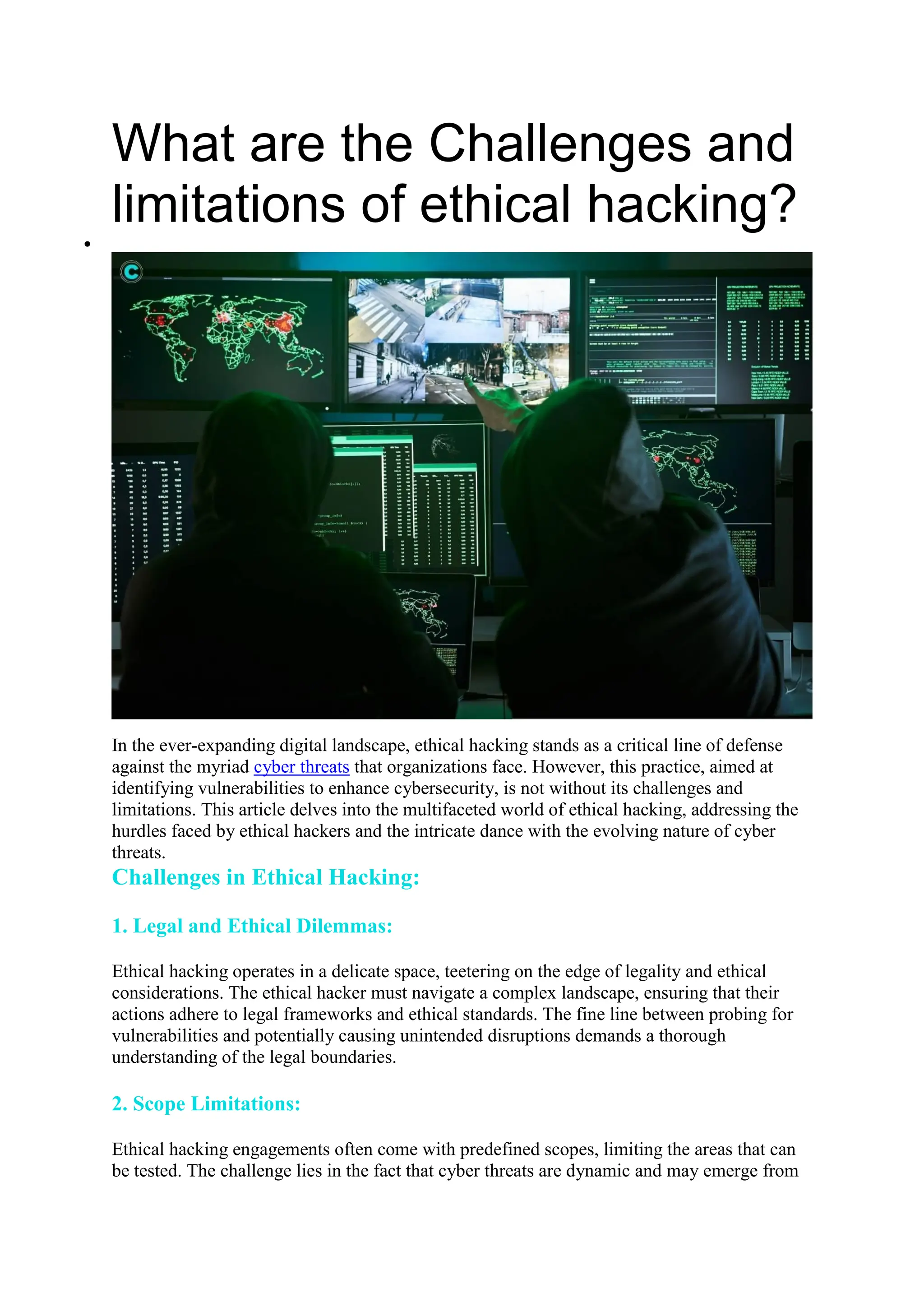 What are the Challenges and limitations of ethical hacking? | PDF