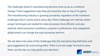 What are the challenges in manufacturing and how to face them | PDF