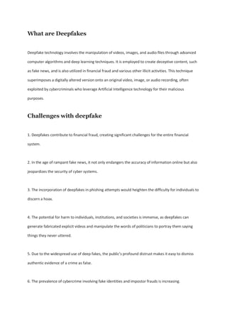 What are the challenges of deepfakes.pdf | Technology & Computing