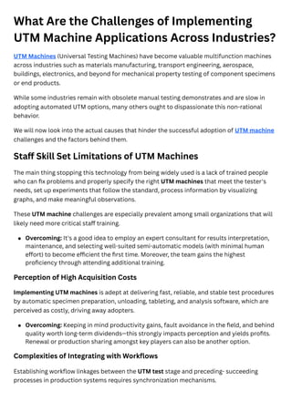 What Are the Challenges of Implementing UTM Machine Applications Across ...