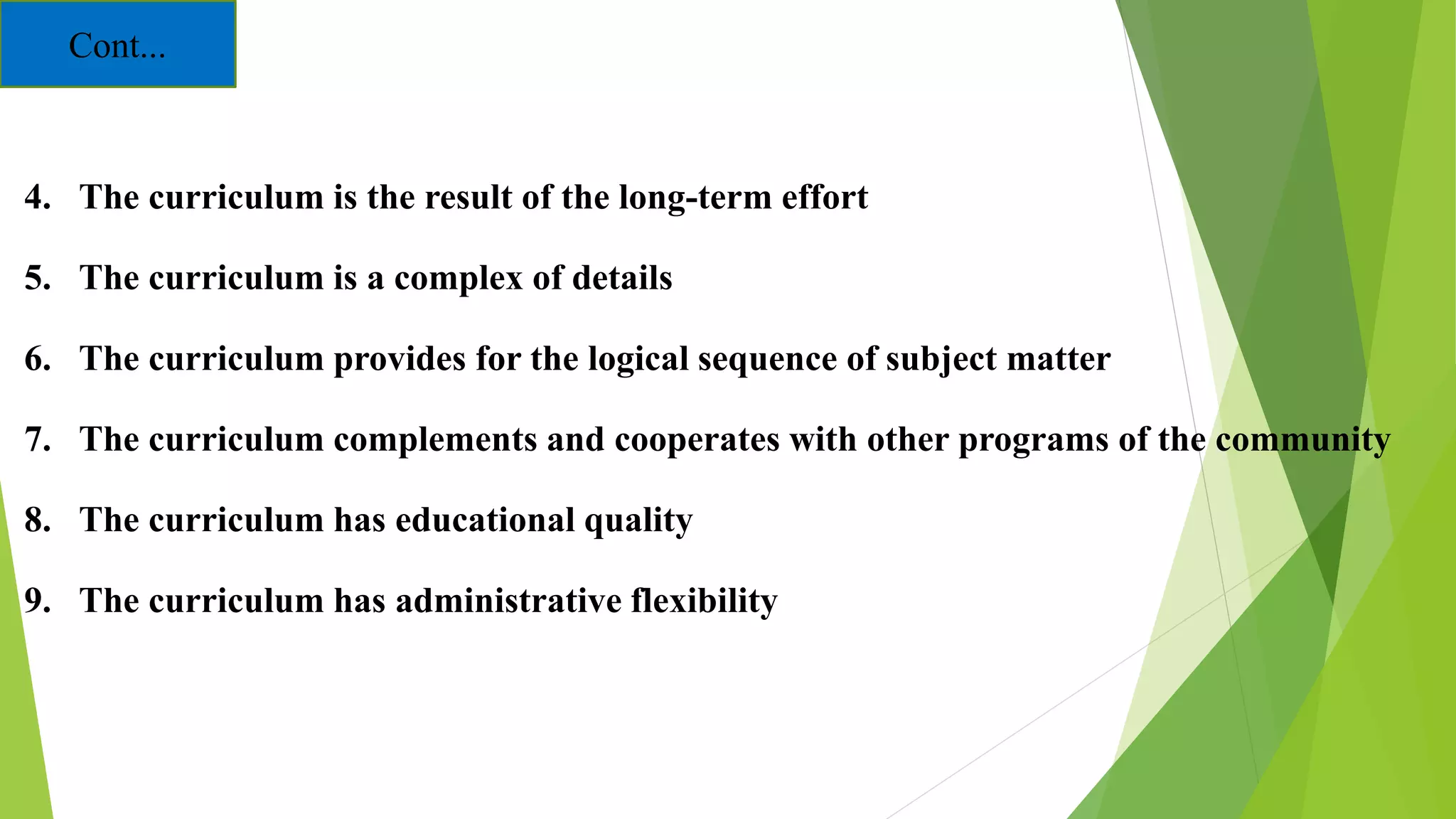 What are the characteristic of a good curriculum | PPTX