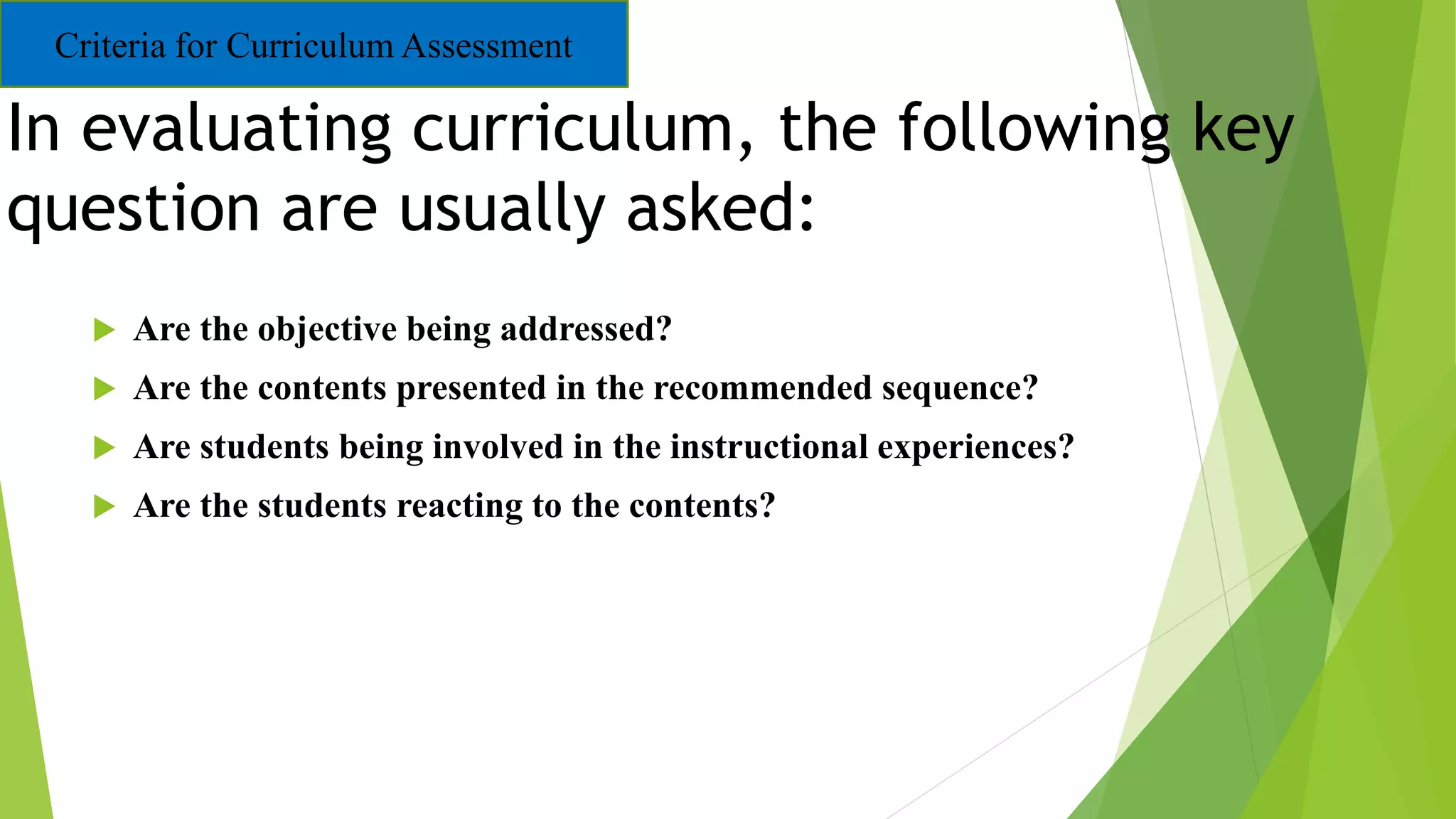 What are the characteristic of a good curriculum | PPTX