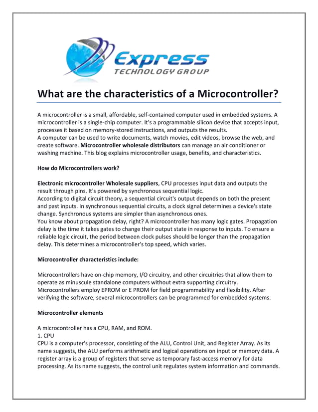 What are the characteristics of a Microcontroller.pdf