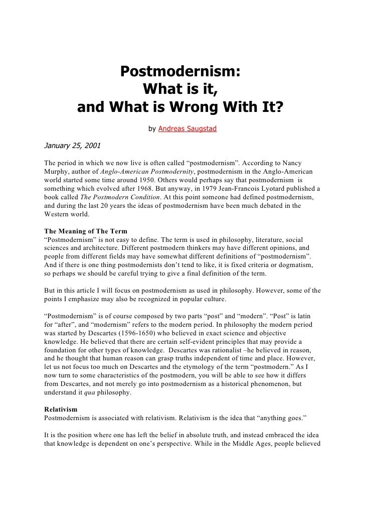 Explaining Postmodernism