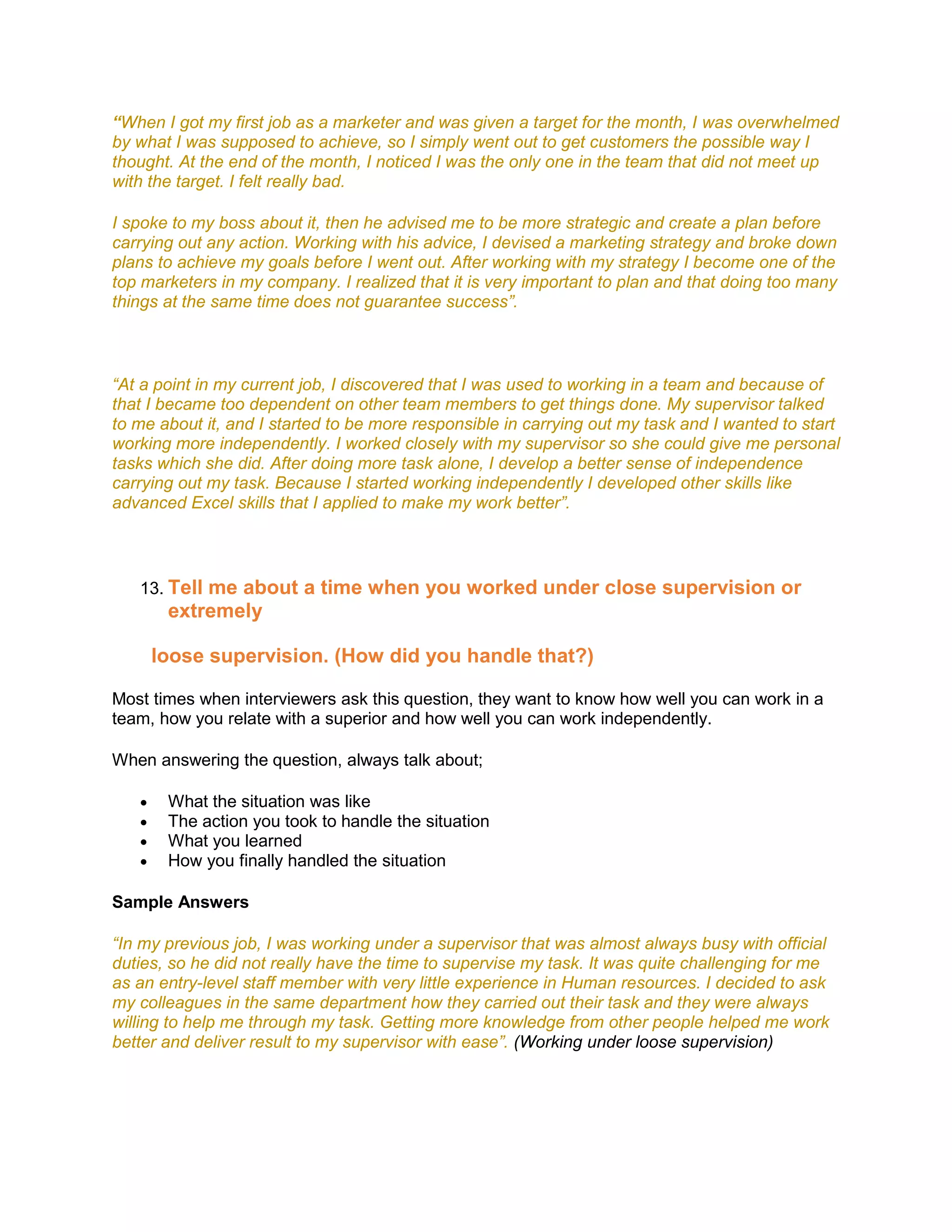 100 Job Interview Questions and Best Answers | PDF | Resume Writing and ...