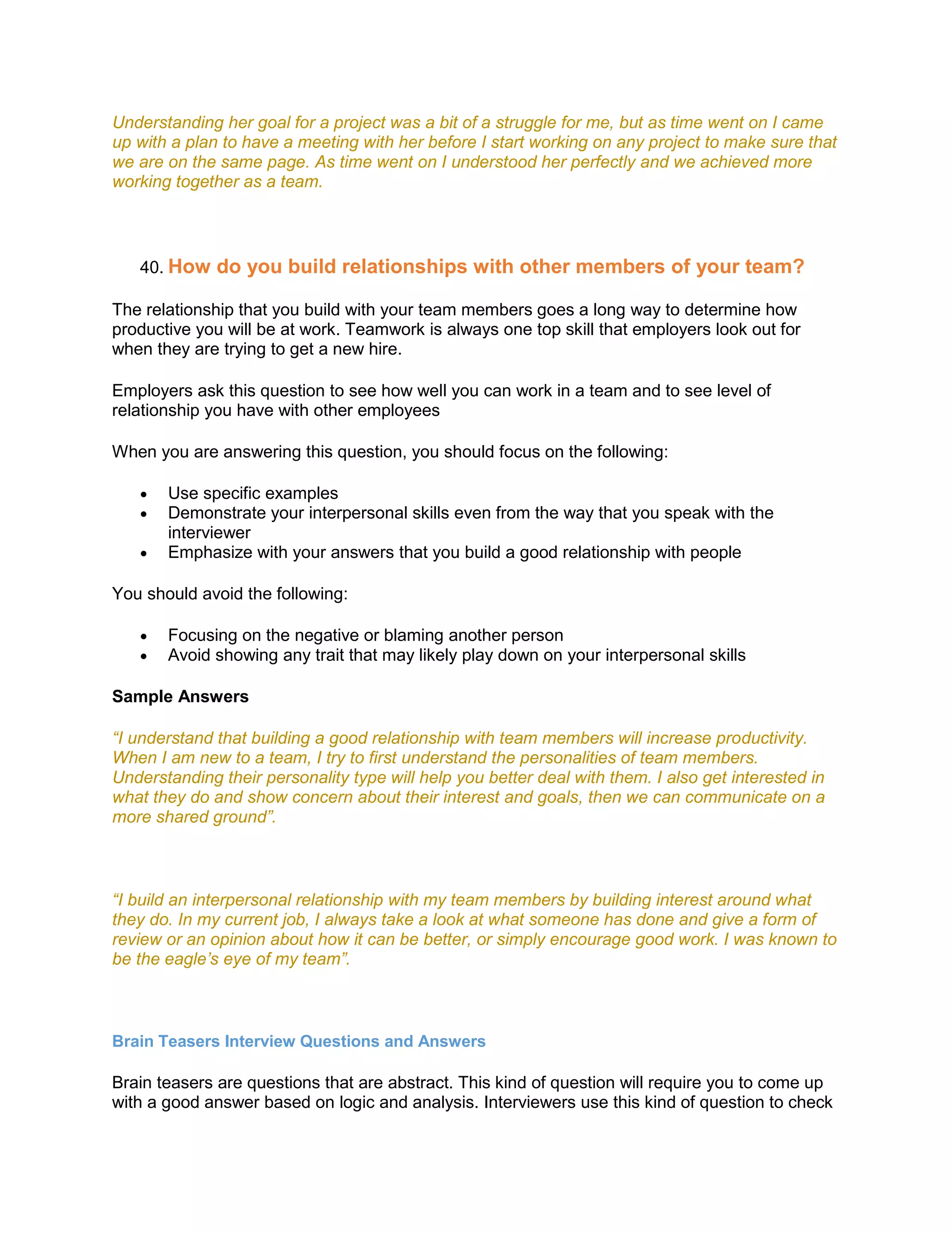 100 Job Interview Questions and Best Answers | PDF | Resume Writing and ...