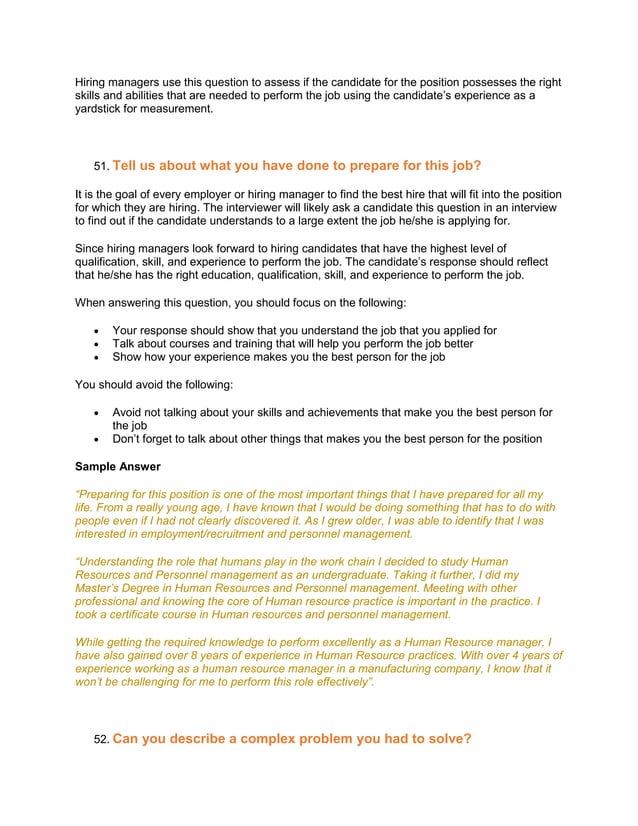 100 Job Interview Questions and Best Answers | PDF