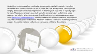 What are the Components of a Good Deposition Summary? | PPT