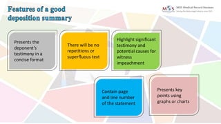 What are the Components of a Good Deposition Summary? | PPT