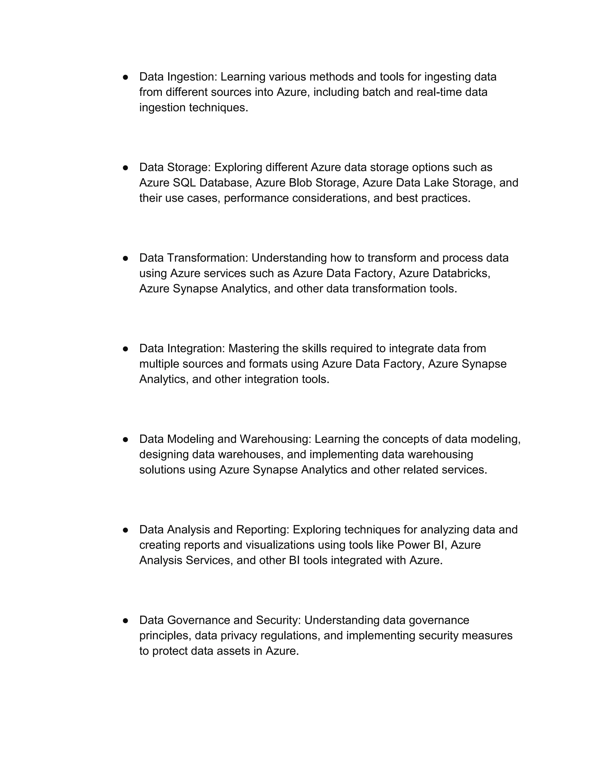 What are the core components of Azure Data Engineer courses.docx