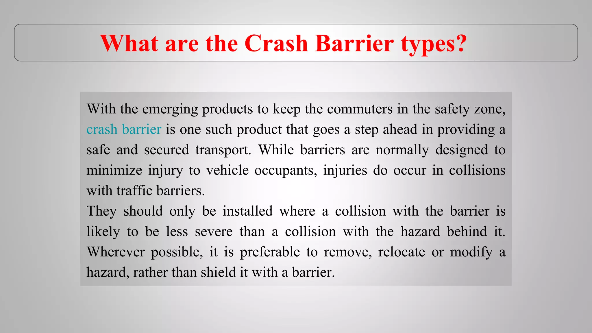 What are the Crash Barrier types? | PPTX