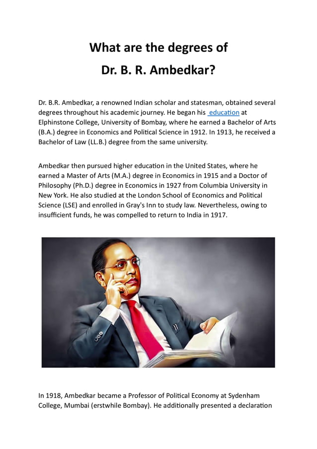 What are the degrees of Dr B R Ambedkar.pdf | Graduation | Personal Celebrations & Life Events