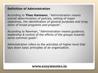 What are the difference between management and administration | PPT