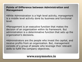 What are the difference between management and administration | PPT