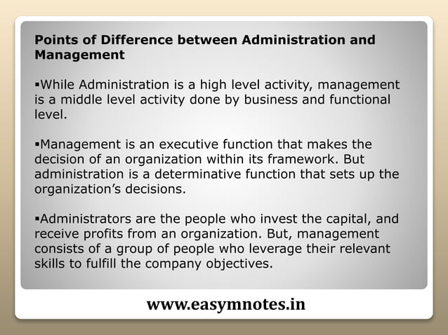 What are the difference between management and administration | PPT