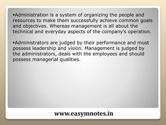 What are the difference between management and administration | PPT