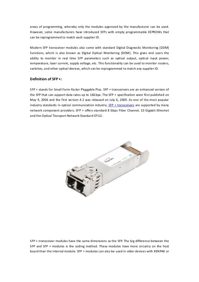 What are the differences between sfp, sfp plus and xfp