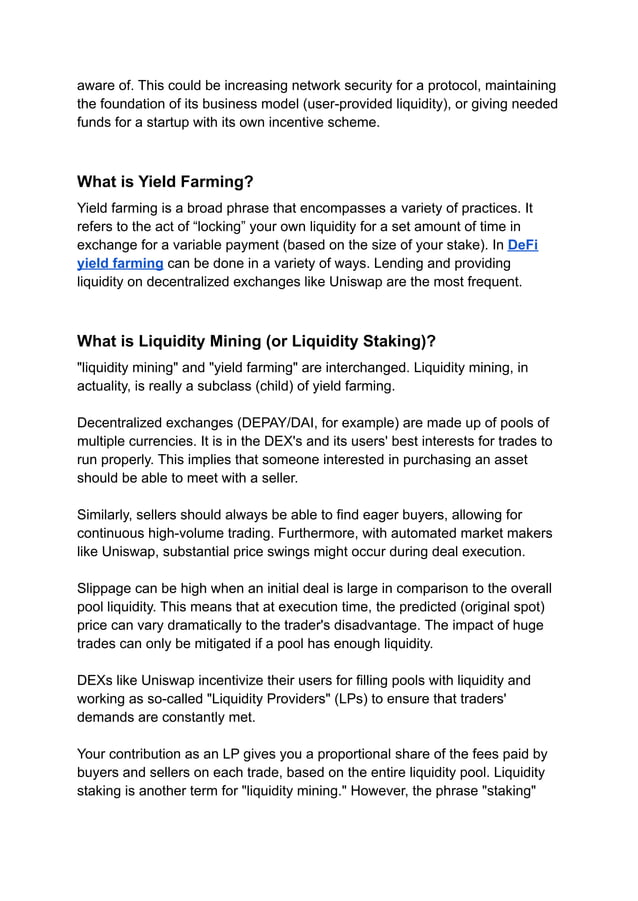 What are the differences between staking, liquidity mining & yield farming | PDF | Stocks and ...