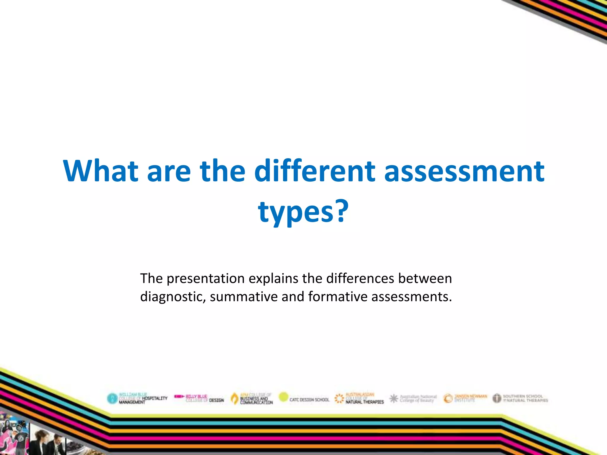 What are the different assessment types? | PPTX | Educational ...