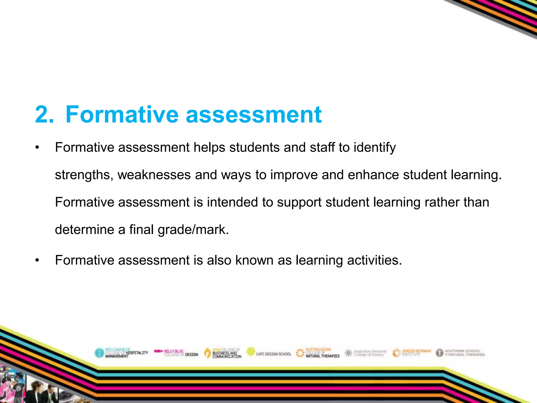 What are the different assessment types? | PPTX | Educational ...