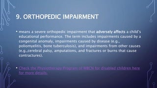 What are the different categories of disability | PPT