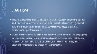 What are the different categories of disability | PPT