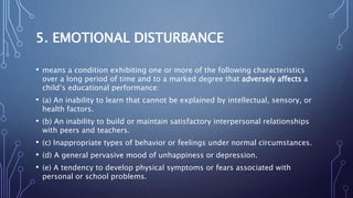 What are the different categories of disability | PPT