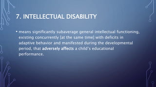 What are the different categories of disability | PPT