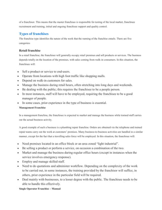 What Are The Different Franchise Types | DOCX