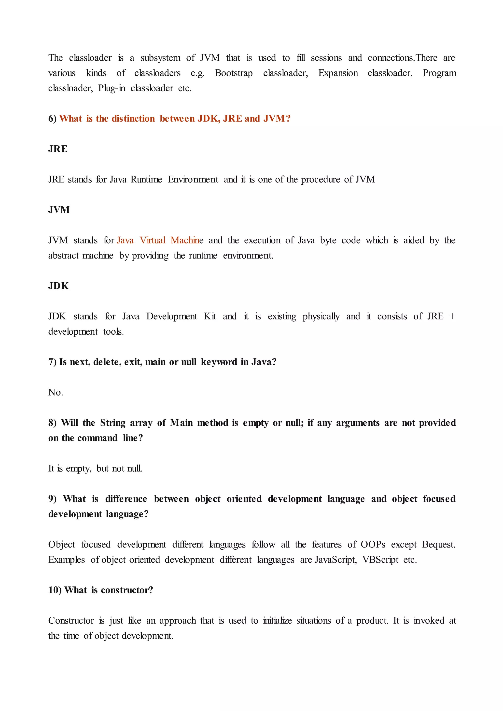 What are the different java interview questions you need to know? | PDF