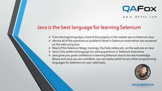 What are the different programming languages that are supported by selenium | PPT