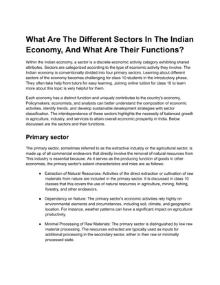 What Are The Different Sectors In The Indian Economy, And What Are ...