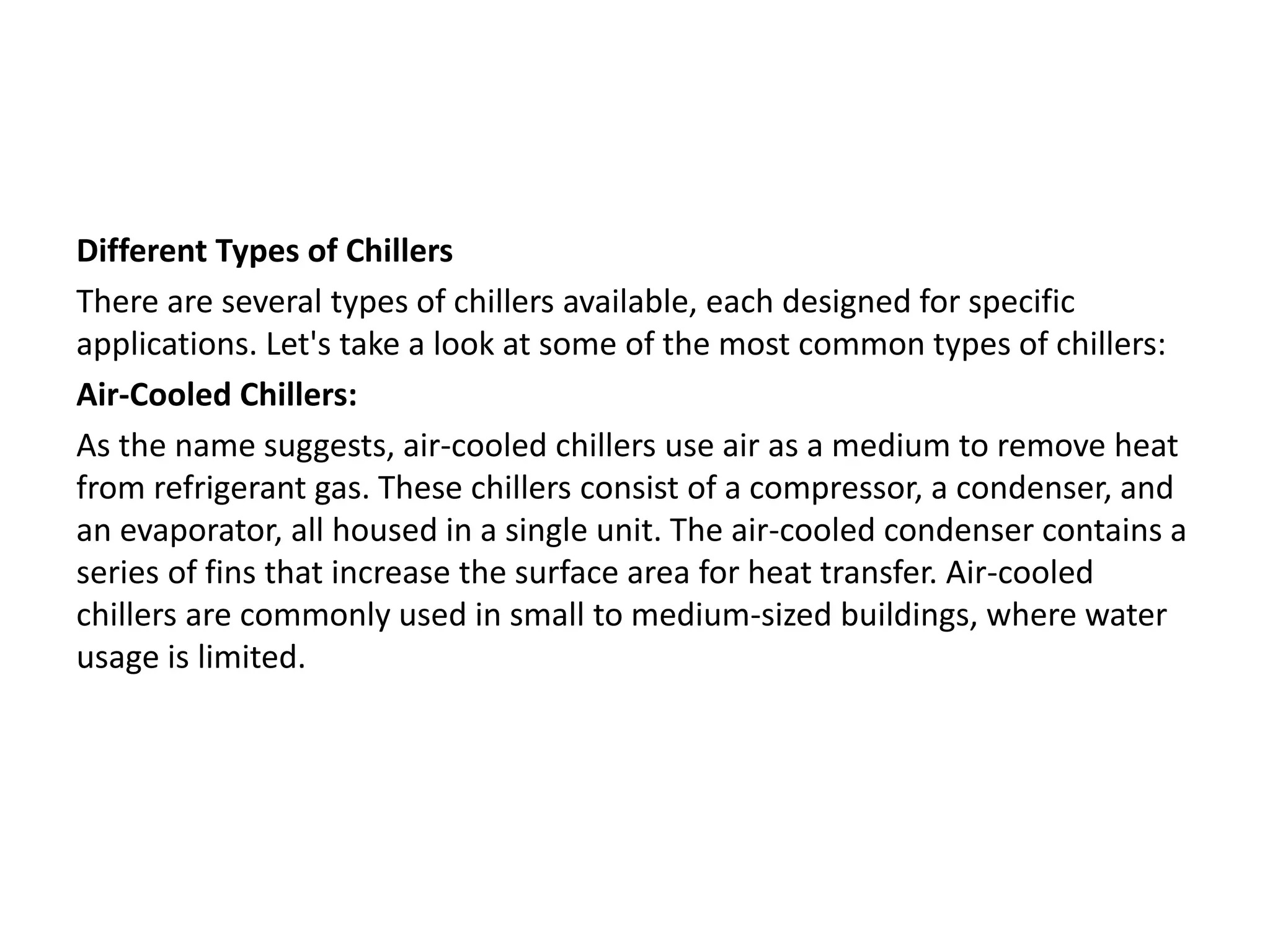 What are the different types of chillers | PPTX