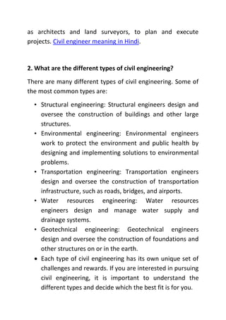 What are the Different Types of Civil Engineering | PDF