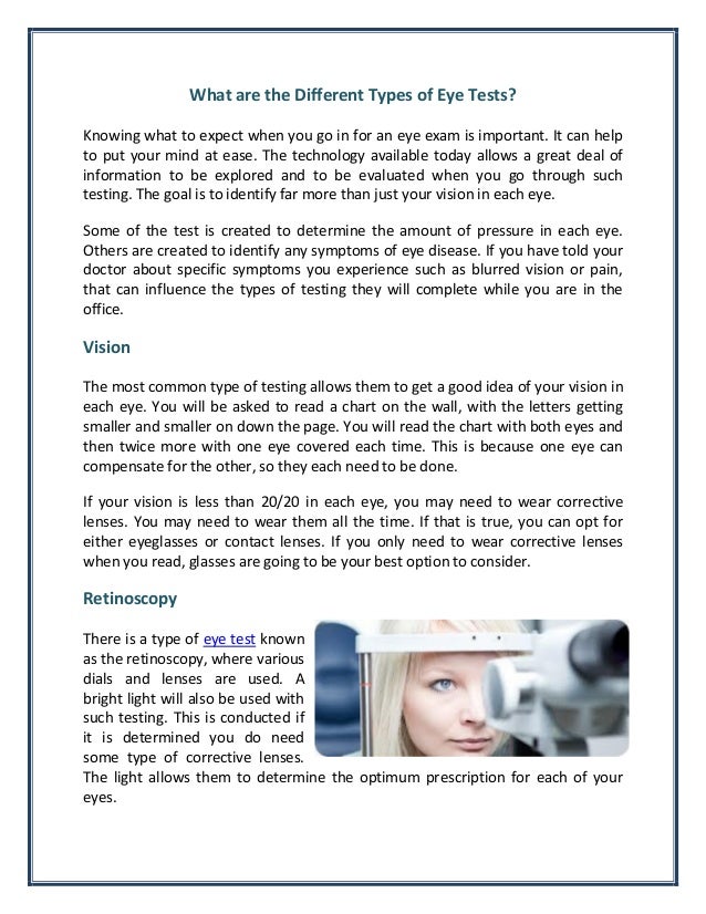 What Are The Different Types Of Eye Tests What Are The Different Types Of Eye Tests