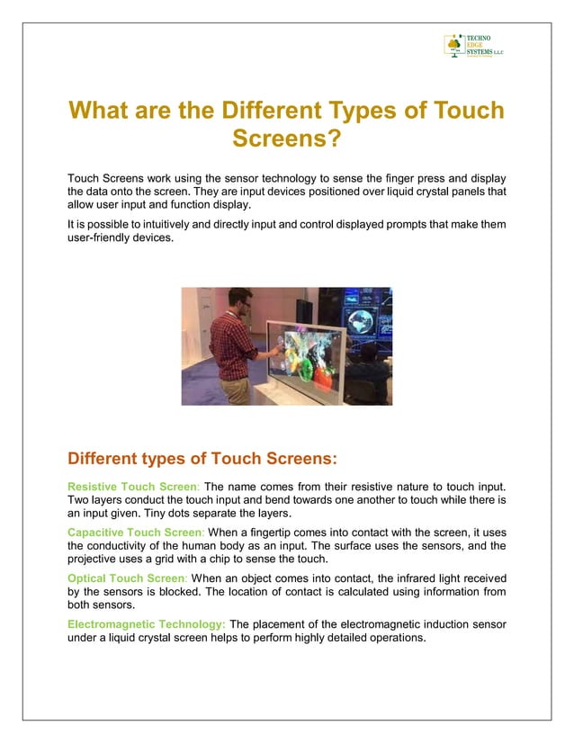 What are the Different Types of Touch Screens | PDF