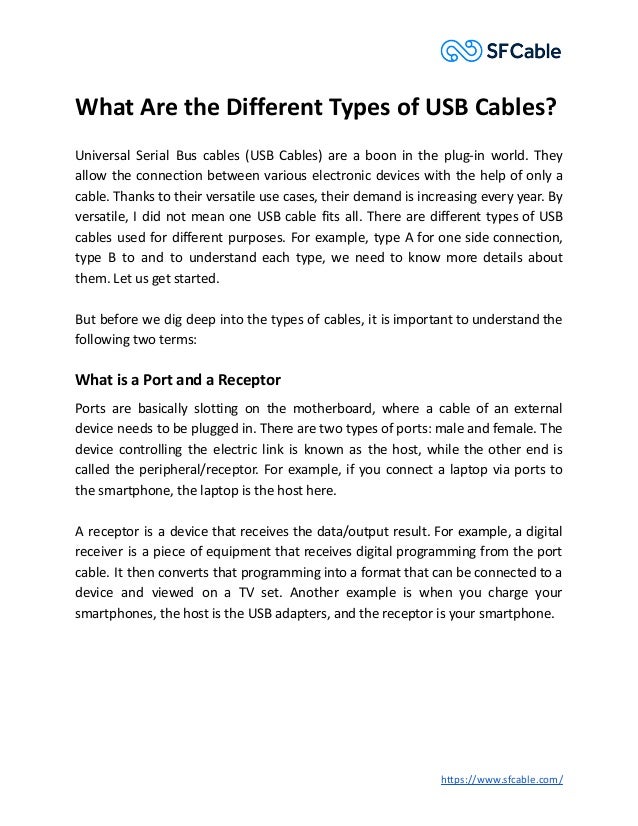 What are the different types of usb cables? | PDF