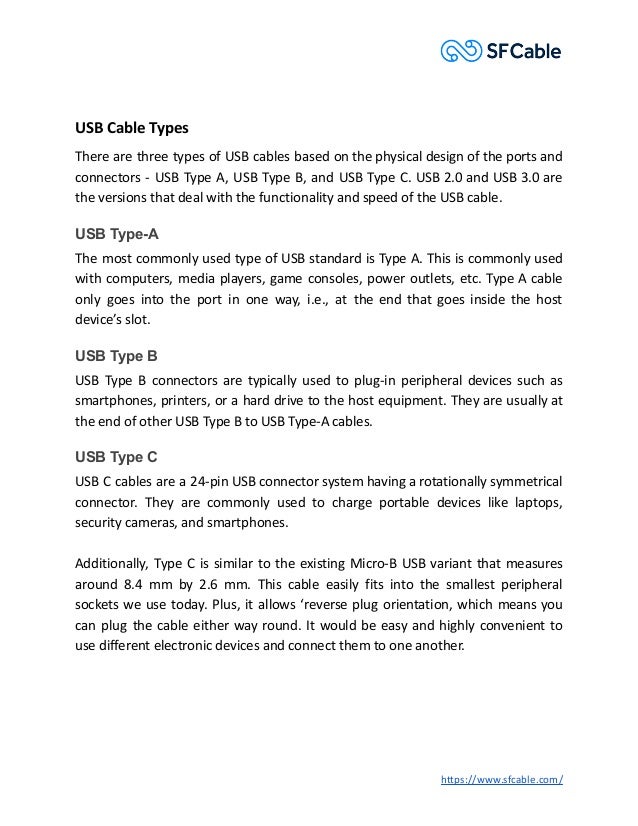 What are the different types of usb cables? | PDF