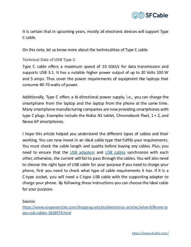 What are the different types of usb cables? | PDF