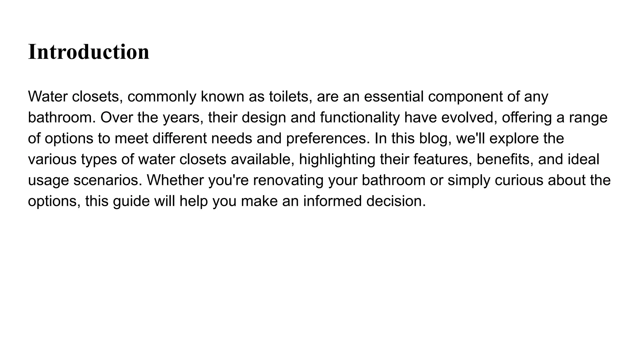 What Are the Different Types of Water Closets Available | PDF