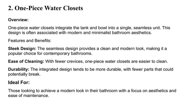 What Are the Different Types of Water Closets Available | PDF