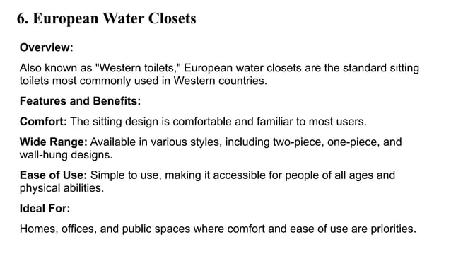 What Are the Different Types of Water Closets Available | PDF