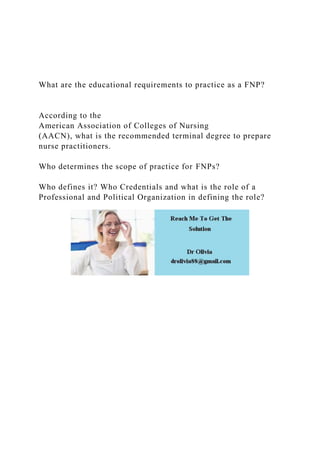 What are the educational requirements to practice as a FNP | DOCX
